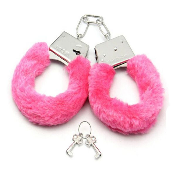 Fuzzy Furry Play Handcuffs for Hen Night Party Color Pink Blue Red