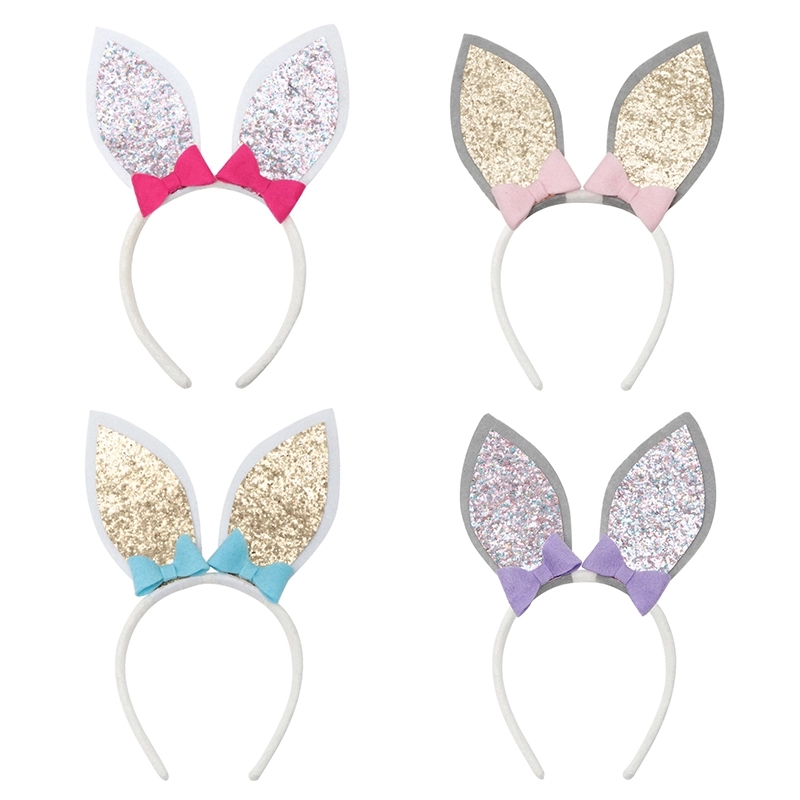 Non woven Glitter Felt Rabbit Bunny Ear Headband For Easter Holiday